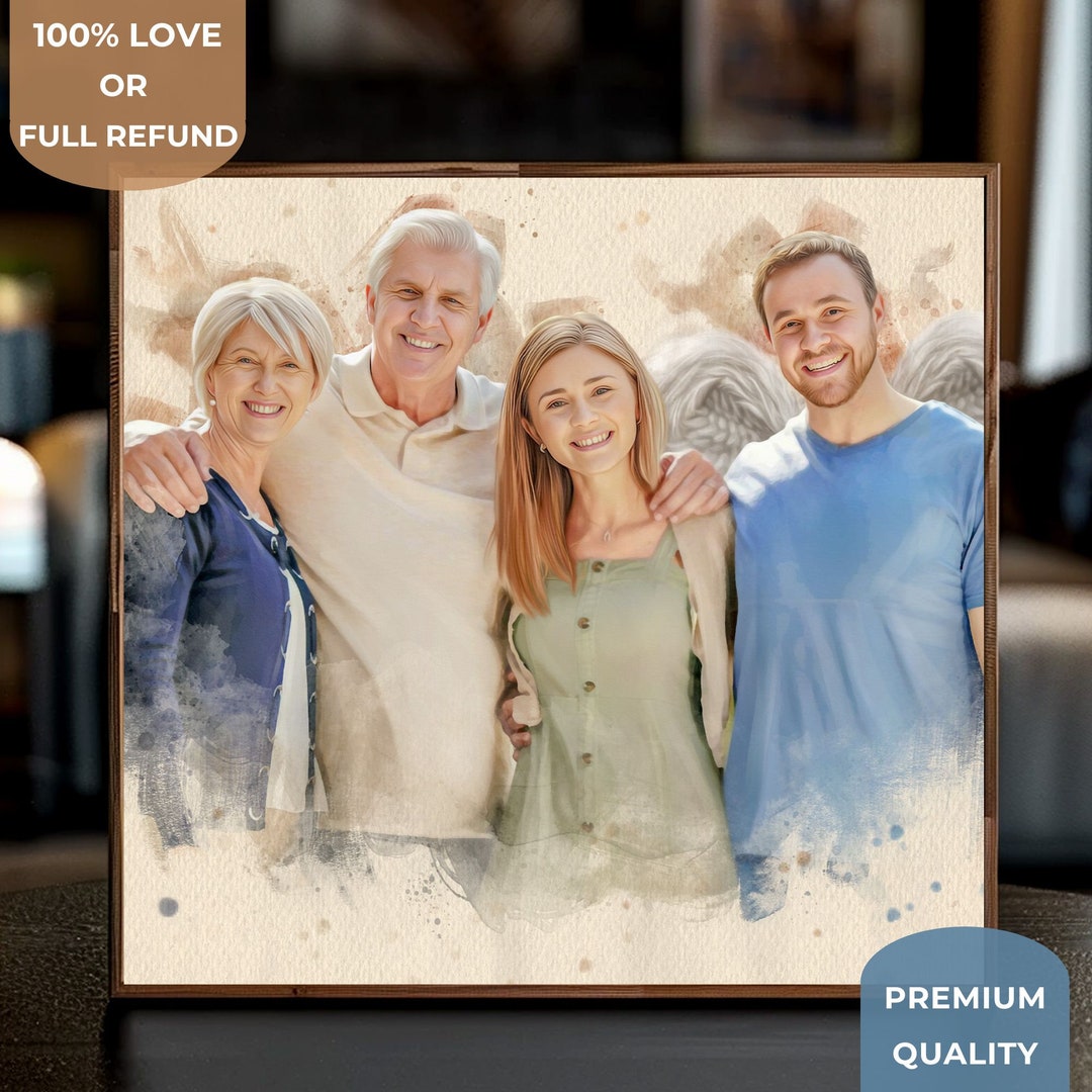Custom Memorial Watercolor Family Painting, Family Artwork, Sympathy ...