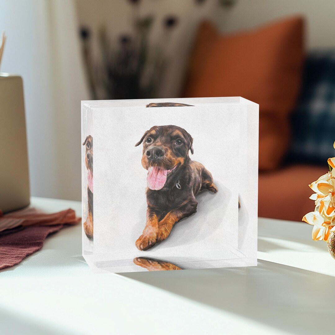 Personalized Pet Portrait Acrylic Prism, Pet Photo Into Painting ...