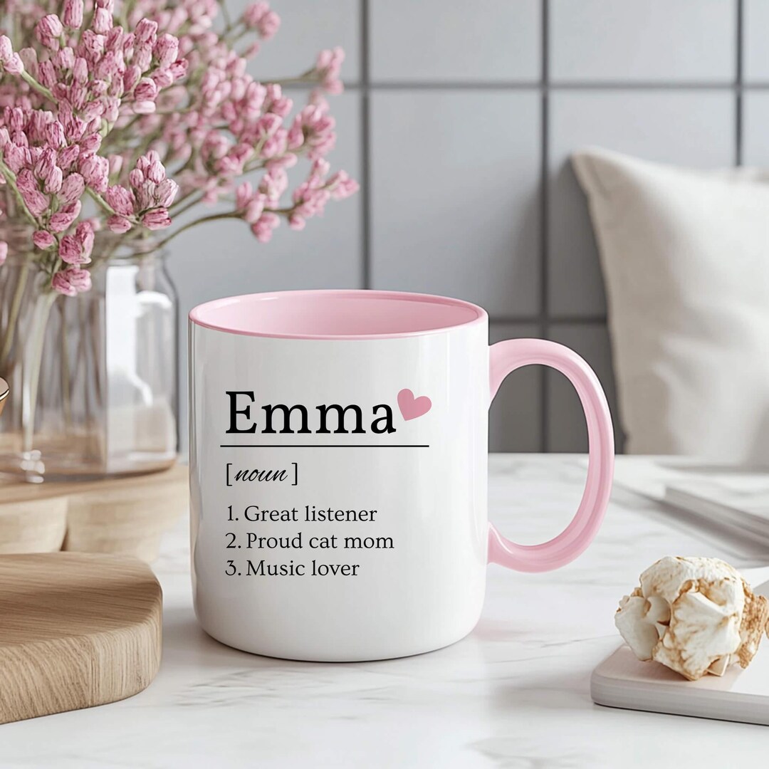 Personalized Name Definition Mug, Accent Color Mugs, Custom Name Coffee ...