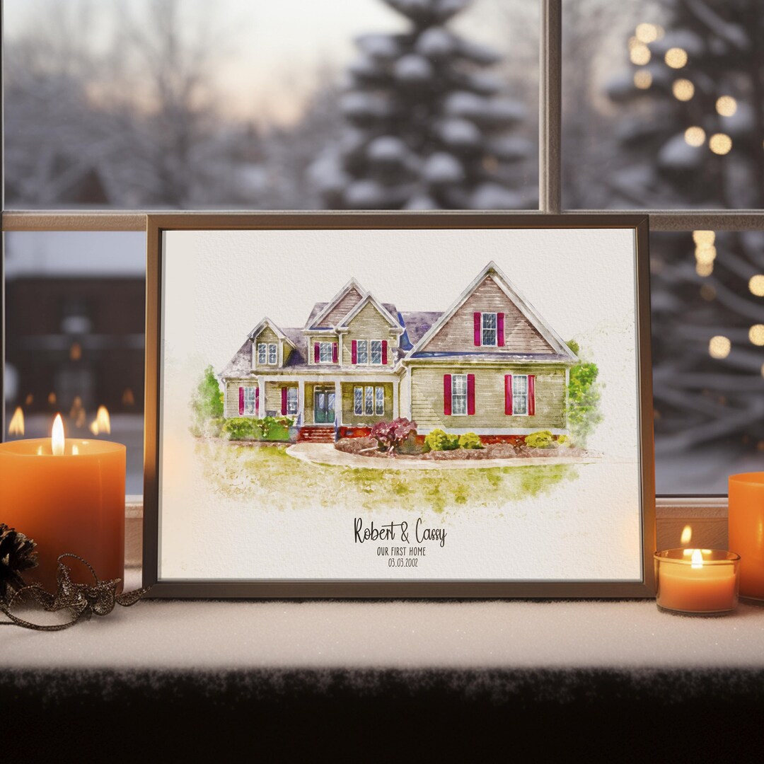 Personalized Drawing of House From Photo, First Time Home Buyer Gift ...