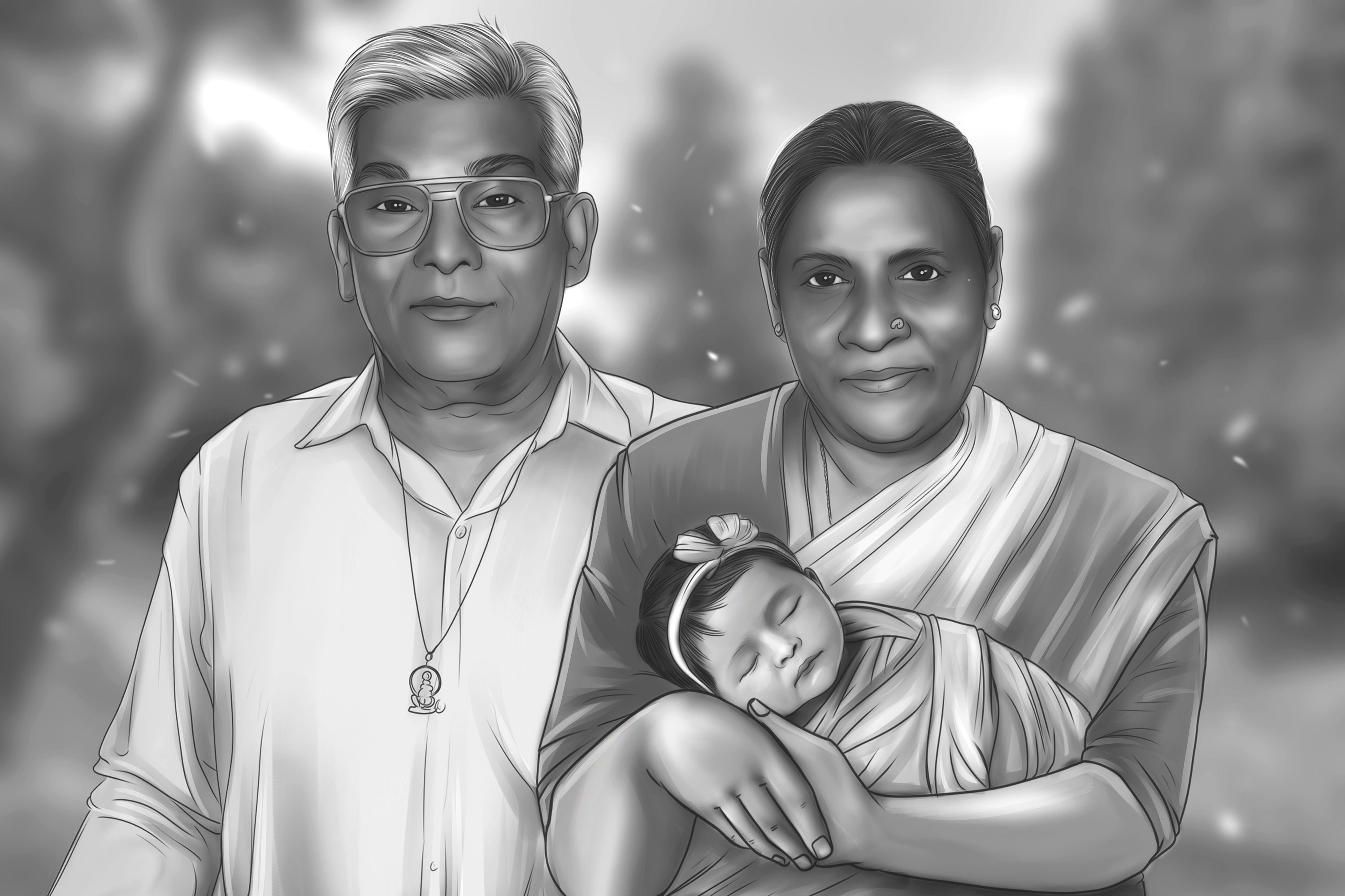 PERSONALISED FAMILY PORTRAIT Digital Print, Drawing From Photo ...