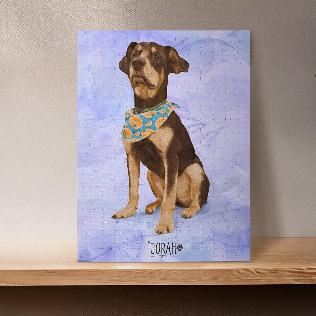 Custom Pet Portrait Puzzle, Jigsaw Puzzle From Photo, Personalized Pet ...