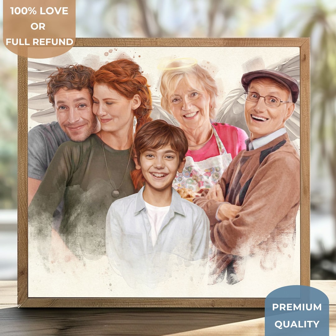Custom Memorial Family Portrait, Deceased Loved One Painting, Combine ...
