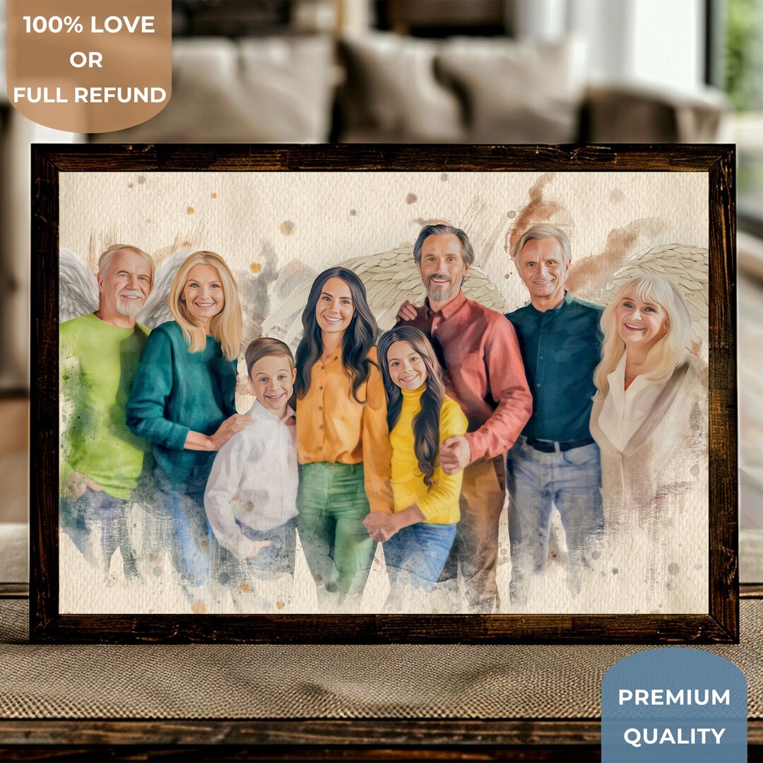 Custom Watercolor Memorial Family Painting, Sympathy Gift for Loss of a ...