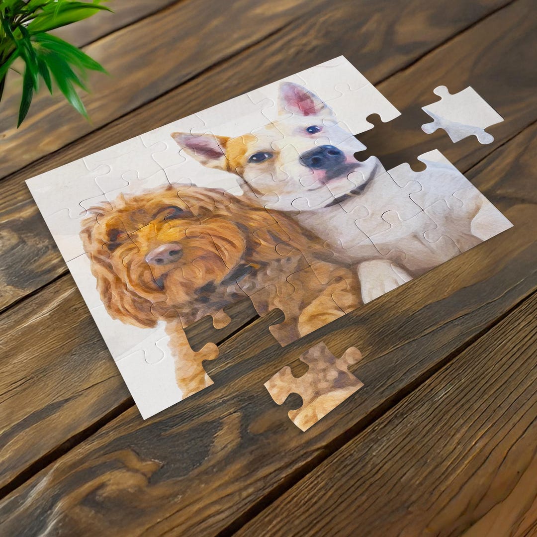Custom Pet Drawing Puzzle, Pet Photo Puzzle, Personalized Jigsaw Puzzle ...