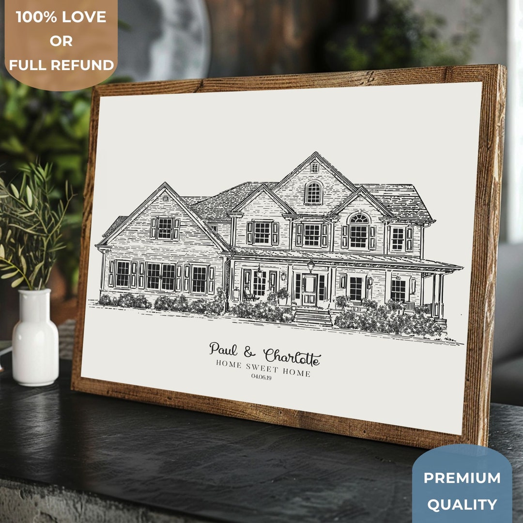 Custom House Art Commission, Personalized Home Painting, Wall Art Decoration, Drawing Commission ...