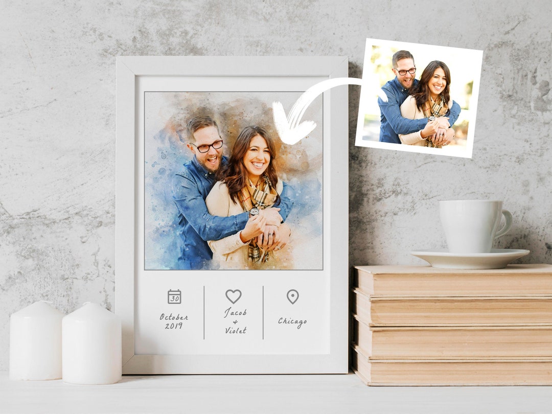 Watercolor Couple Portrait - Custom Portrait From Photo - Gifts for ...