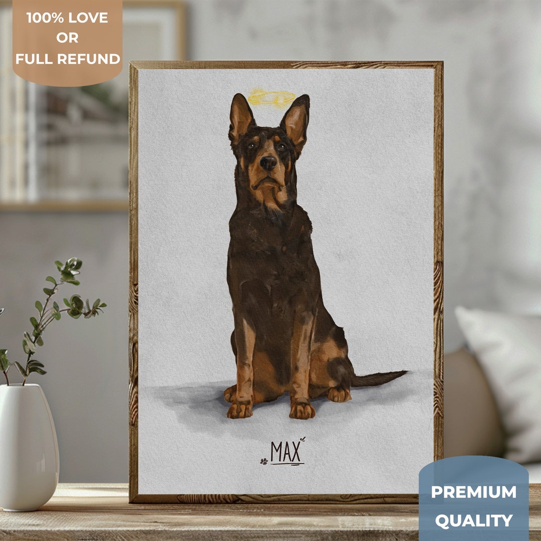 Custom Memorial Pet Portrait From Photo, Custom Dog Painting ...