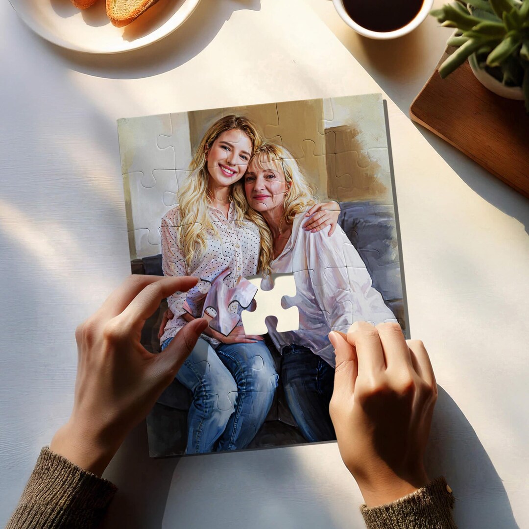 Custom Family Puzzle From Photo, Watercolor Portrait, Personalized Gift ...