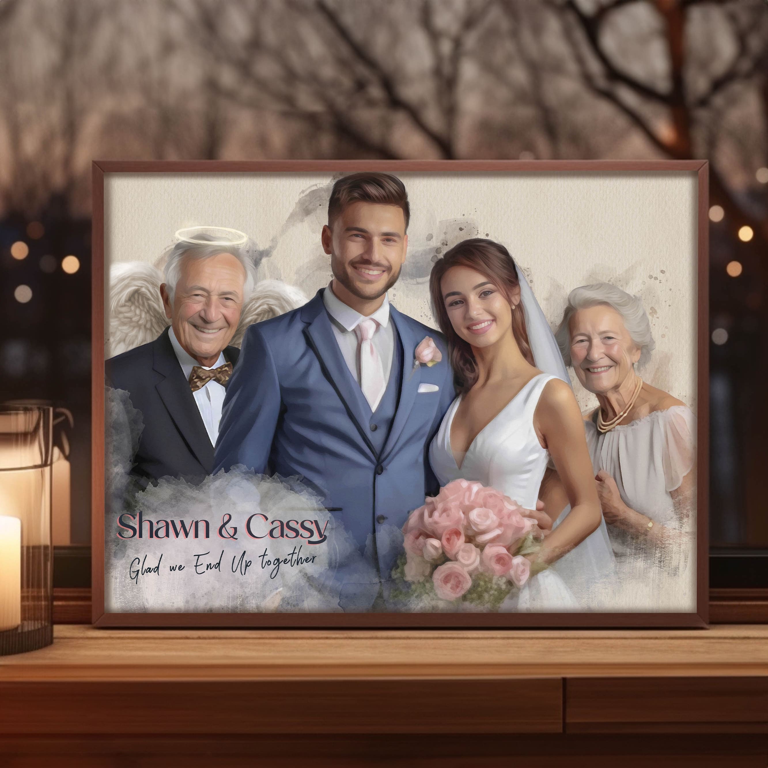 Custom Memorial Drawing, Add Deceased Loved One, Family Portrait ...