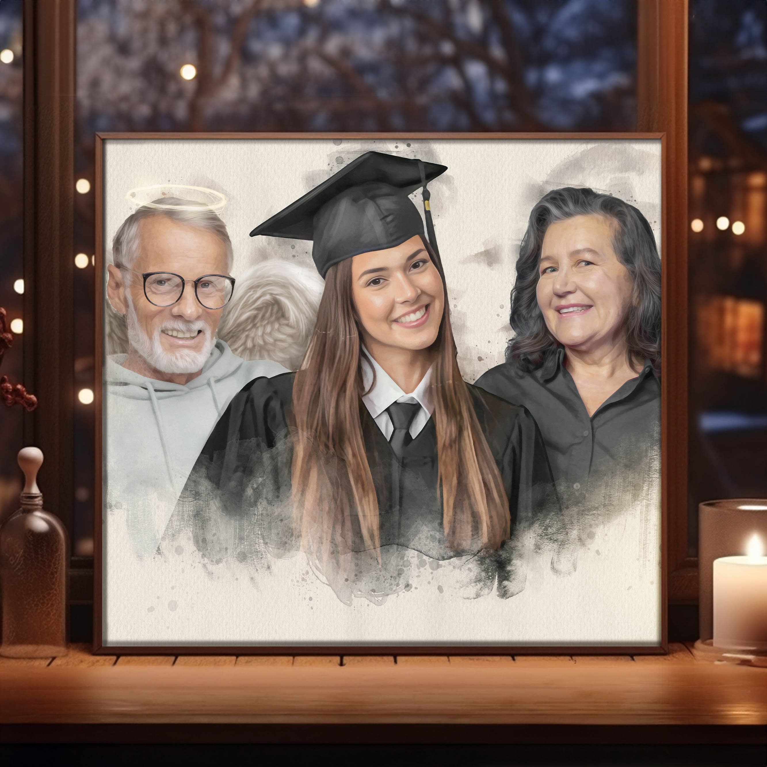 Custom Memorial Watercolor Family Painting, Family Artwork, Sympathy ...