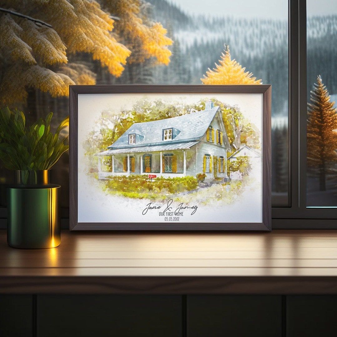 Custom Home Portrait From Photo, Personalized New House Illustration ...