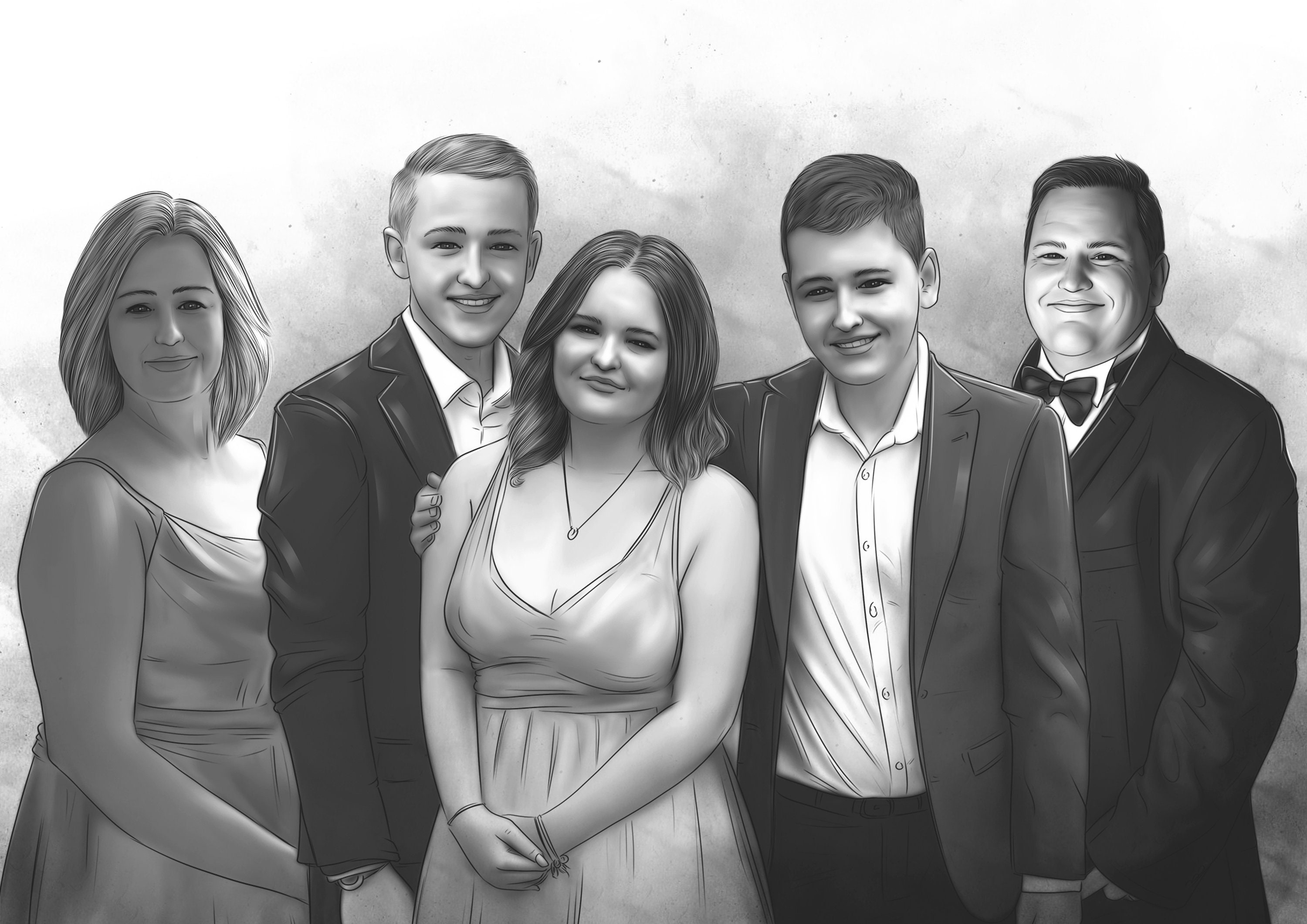 PERSONALISED FAMILY PORTRAIT Digital Print, Drawing From Photo ...