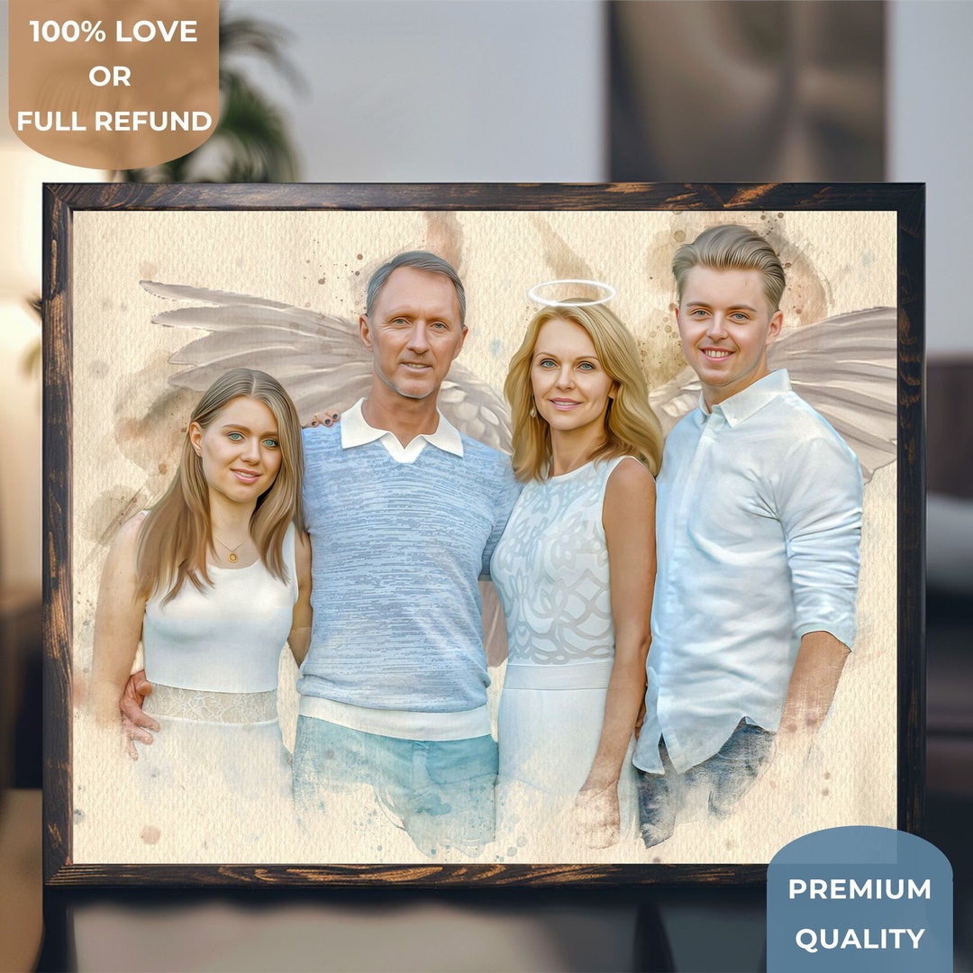 Personalized Watercolor Memorial Family Portrait, Family Reunion Gift ...