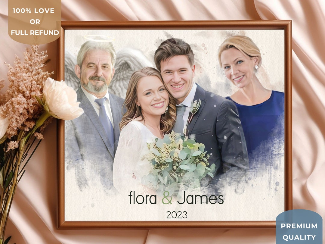 Personalized Watercolor Memorial Drawing, Family Portrait Painting From ...