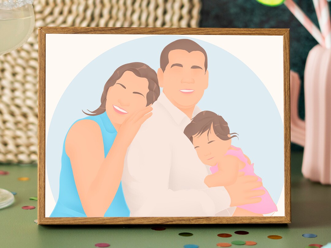 Personalized Faceless Family Portrait From Photo, Customizable Memorial ...