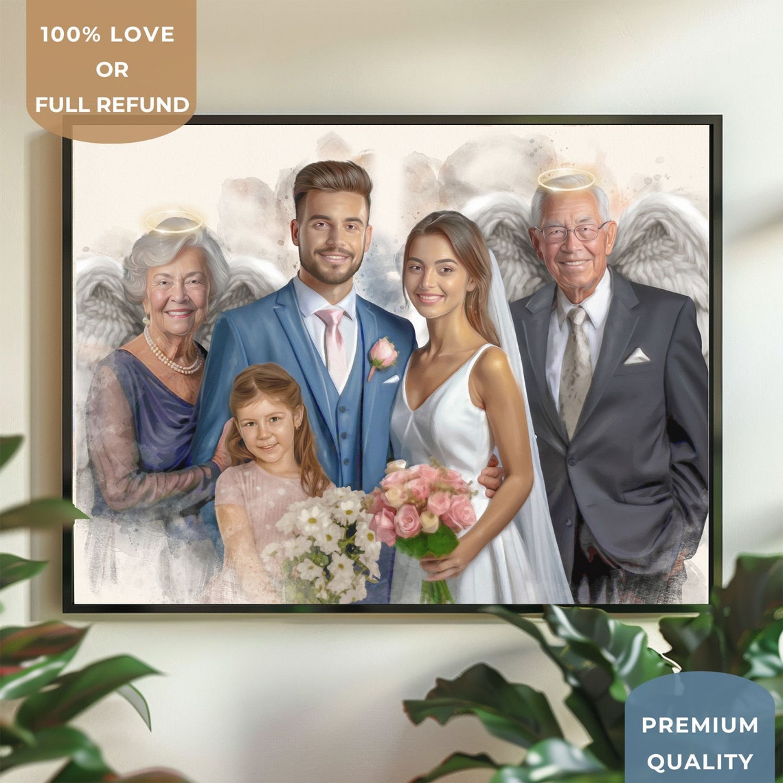 Personalized Watercolor Memorial Drawing, Family Portrait Painting From ...