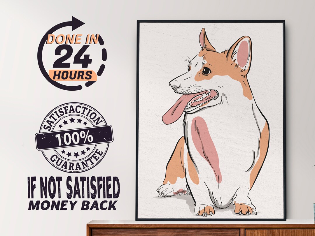 Custom Line Art Pet Portrait, Personalized Dog Drawing From Photo, Cat ...