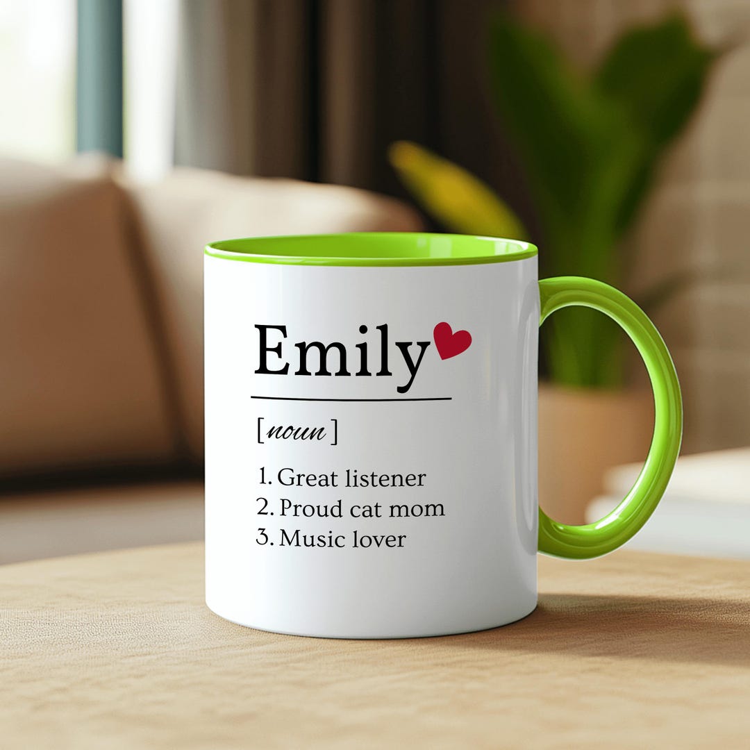 Personalized Name Definition Accent Mug, Custom Name Ceramic Mug, Hot ...