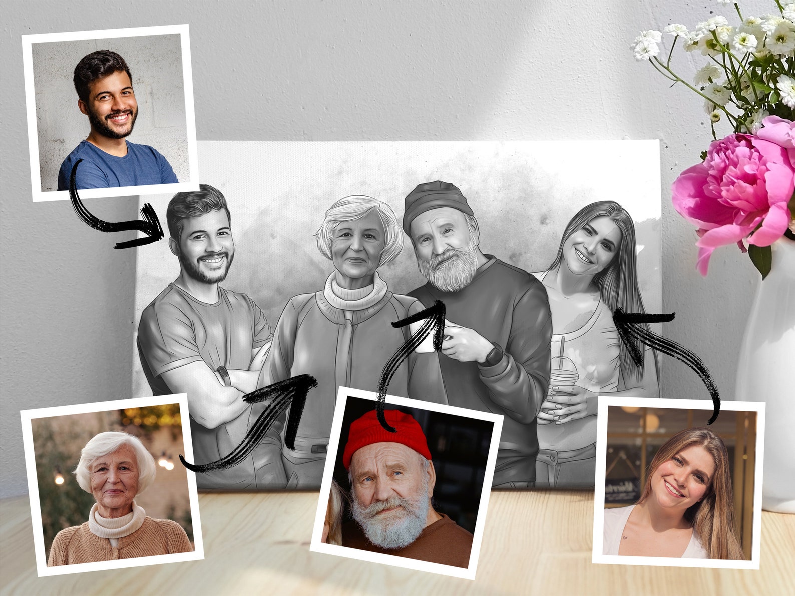 Custom Memorial Portrait - Pictures With Deceased Loved One ...