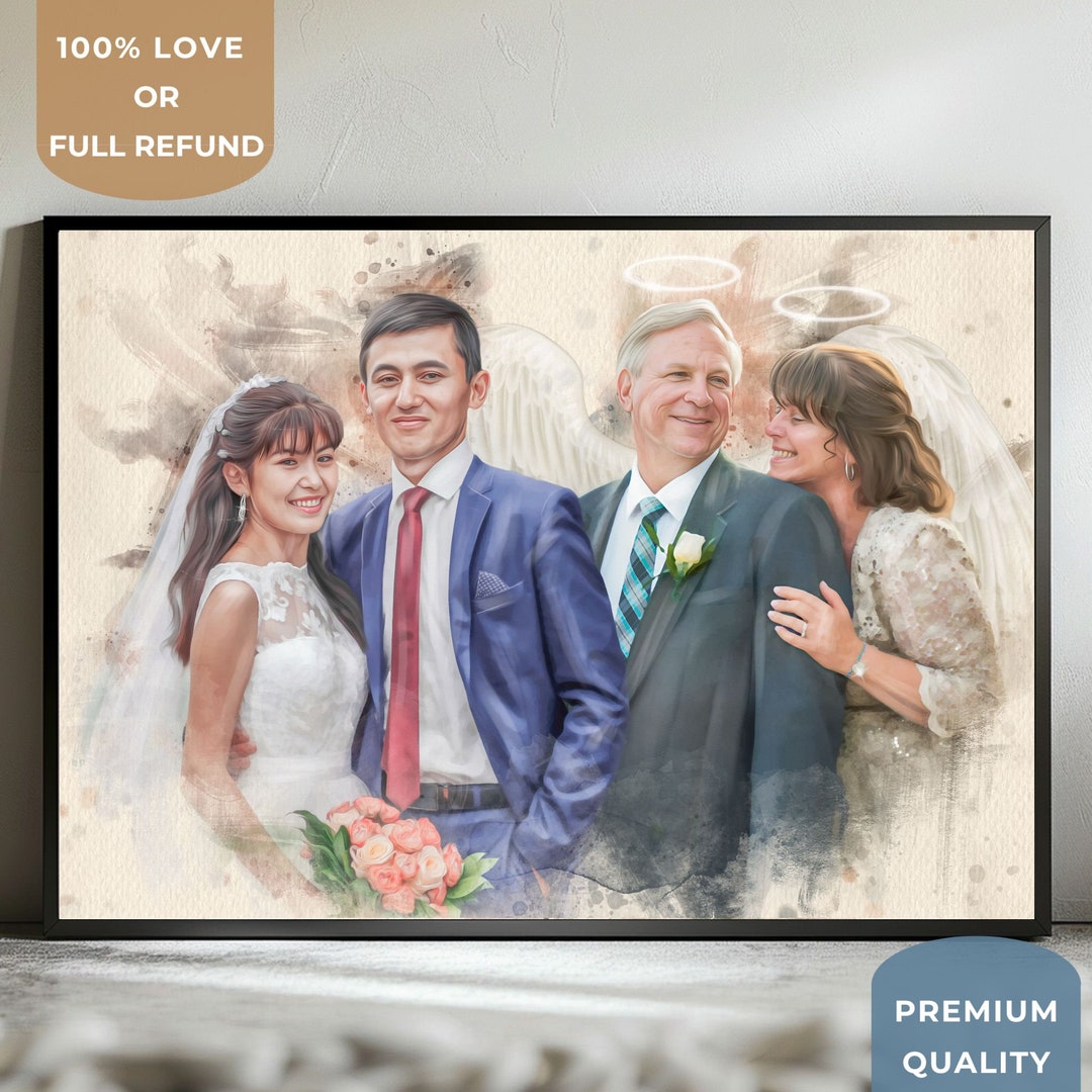Custom Memorial Family Portrait Painting, Add People to Photo, in ...