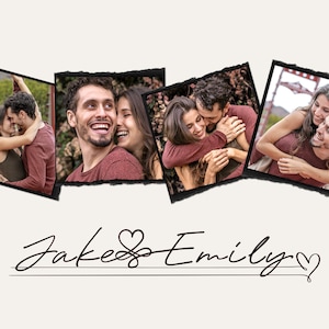 Custom Couple Photo Collage With Any Text, Personalized Picture ...