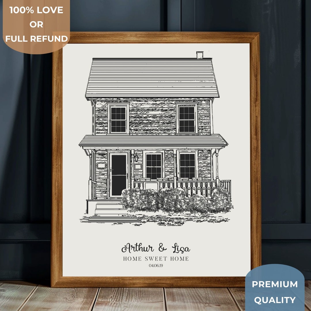 Personalized House Drawing, Painting From Photo, Housewarming Portrait ...