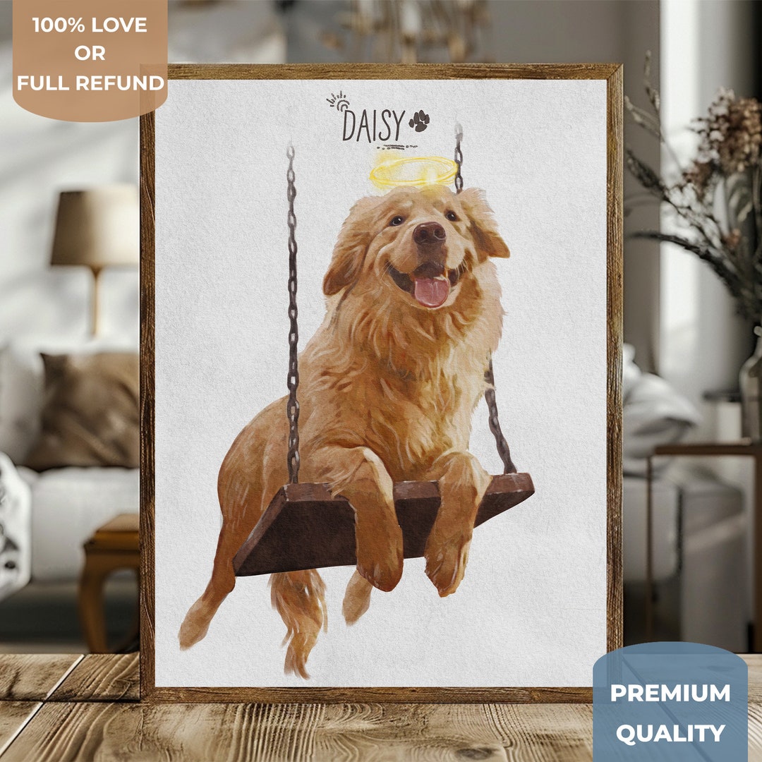 Personalized Memorial Pet Drawing, Custom Dog Portrait From Photo ...