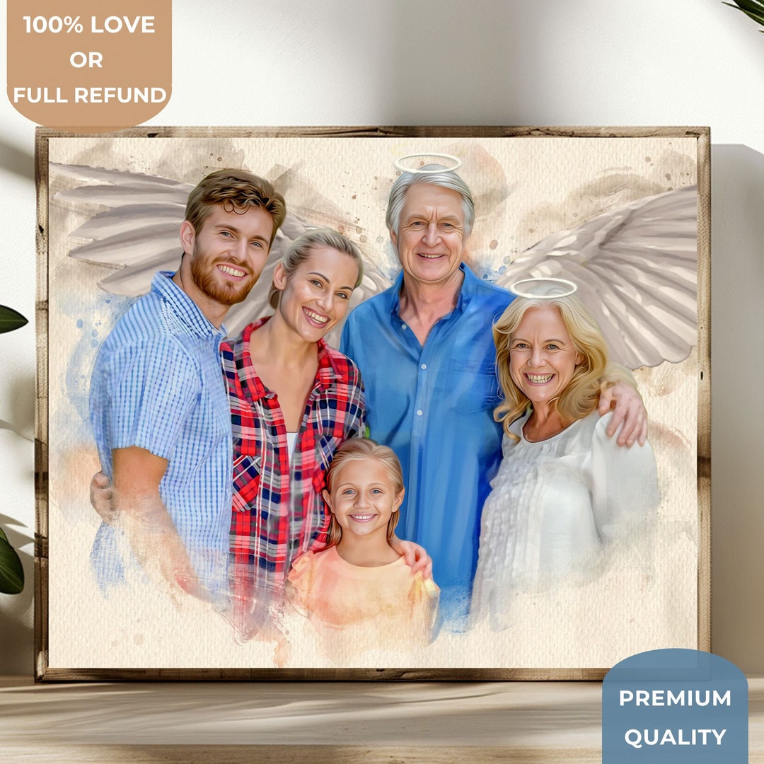 Personalized Watercolor Memorial Family Portrait, Add Loved One to ...