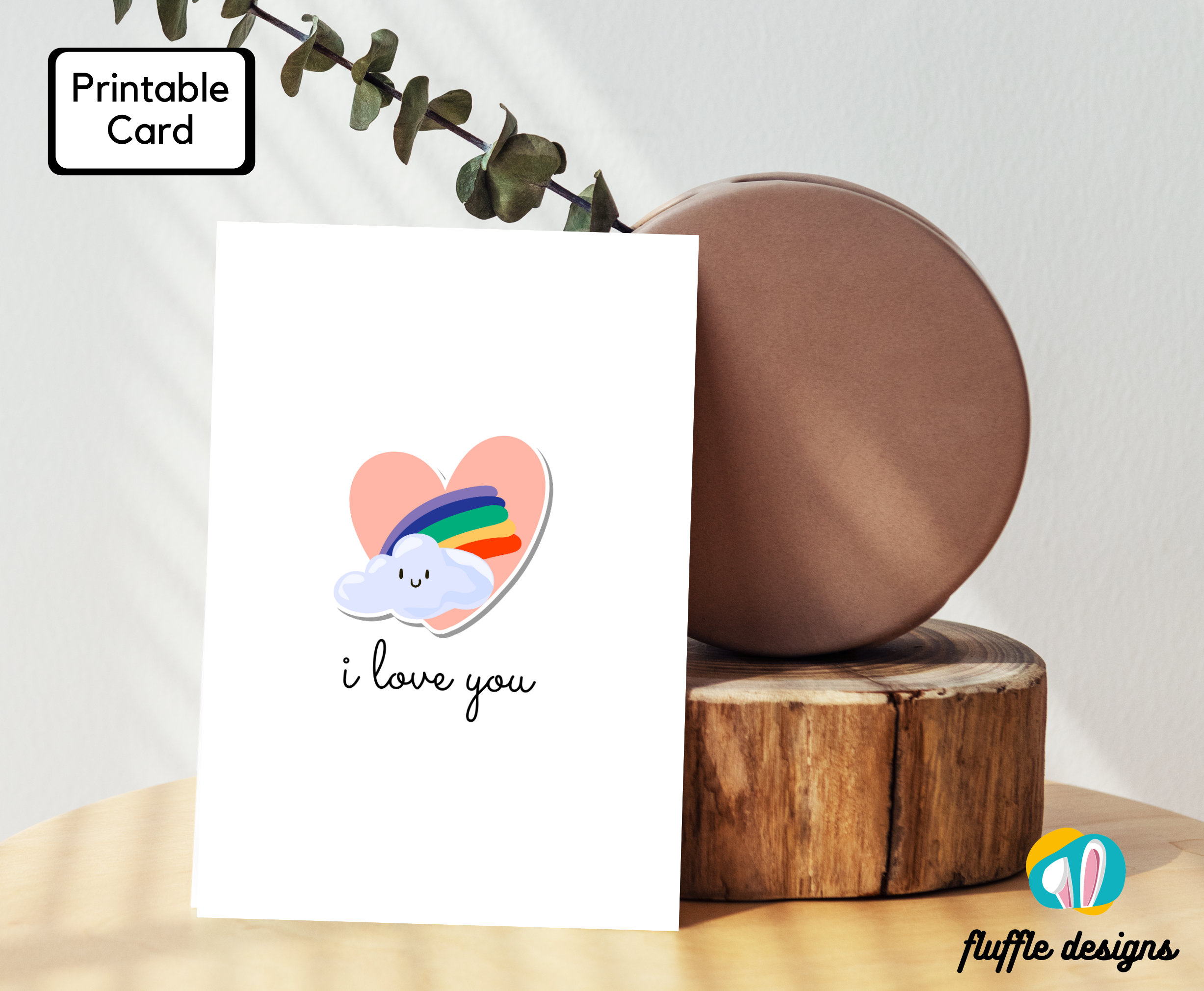 I Love You Digital Printable Greeting Card, Instant Download PDF 5x7 ...