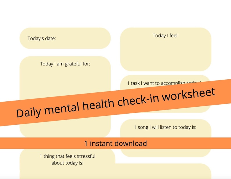 Daily Mental Health Check in - 1 Page Download A4 - Etsy
