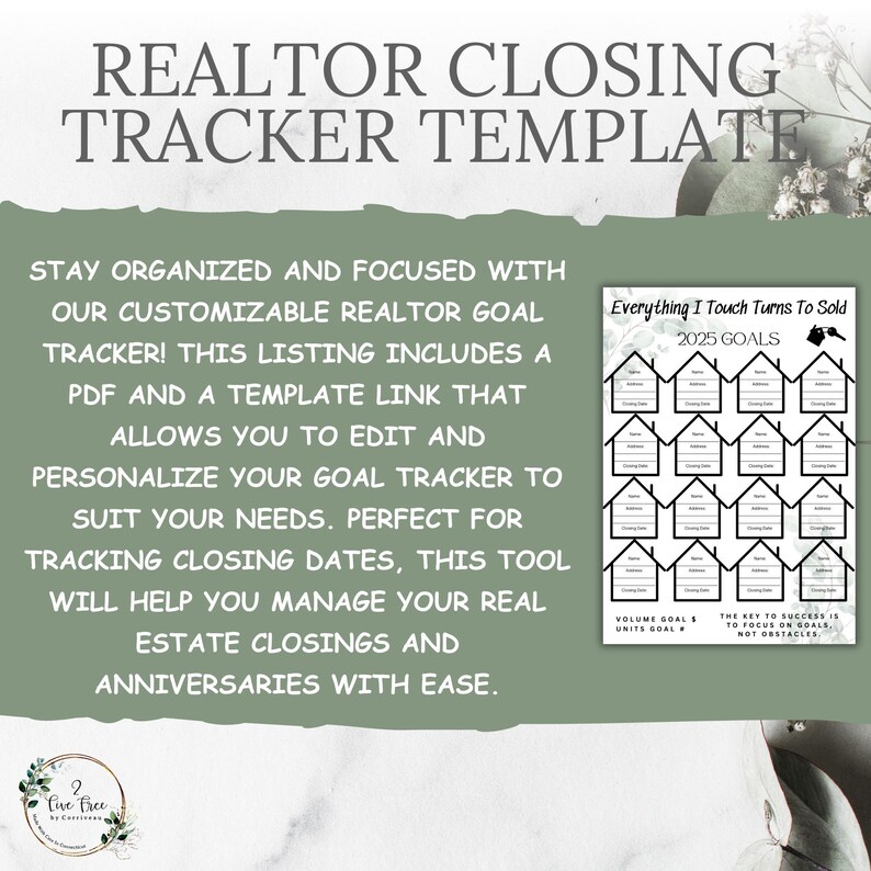 Realtor Closing Tracker Template: Real Estate Goal Chart (PDF) - Etsy