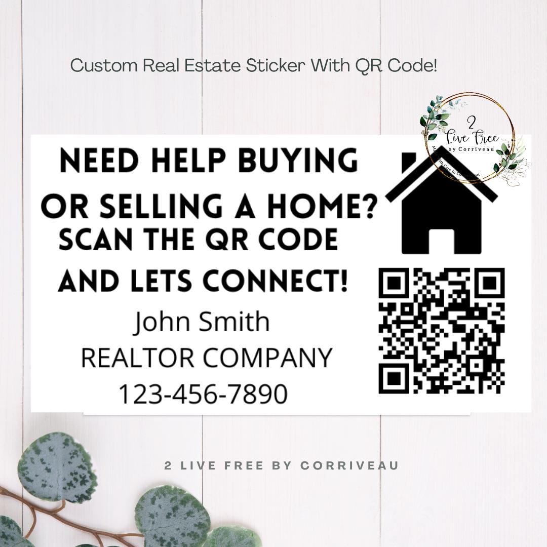 Custom Realtor Stickers 25-200pack | Custom QR Code | Waterproof | Real ...