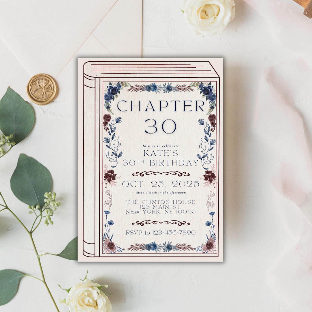 New Chapter Birthday Invitation, Book Chapter Invite, Invitation, Any ...