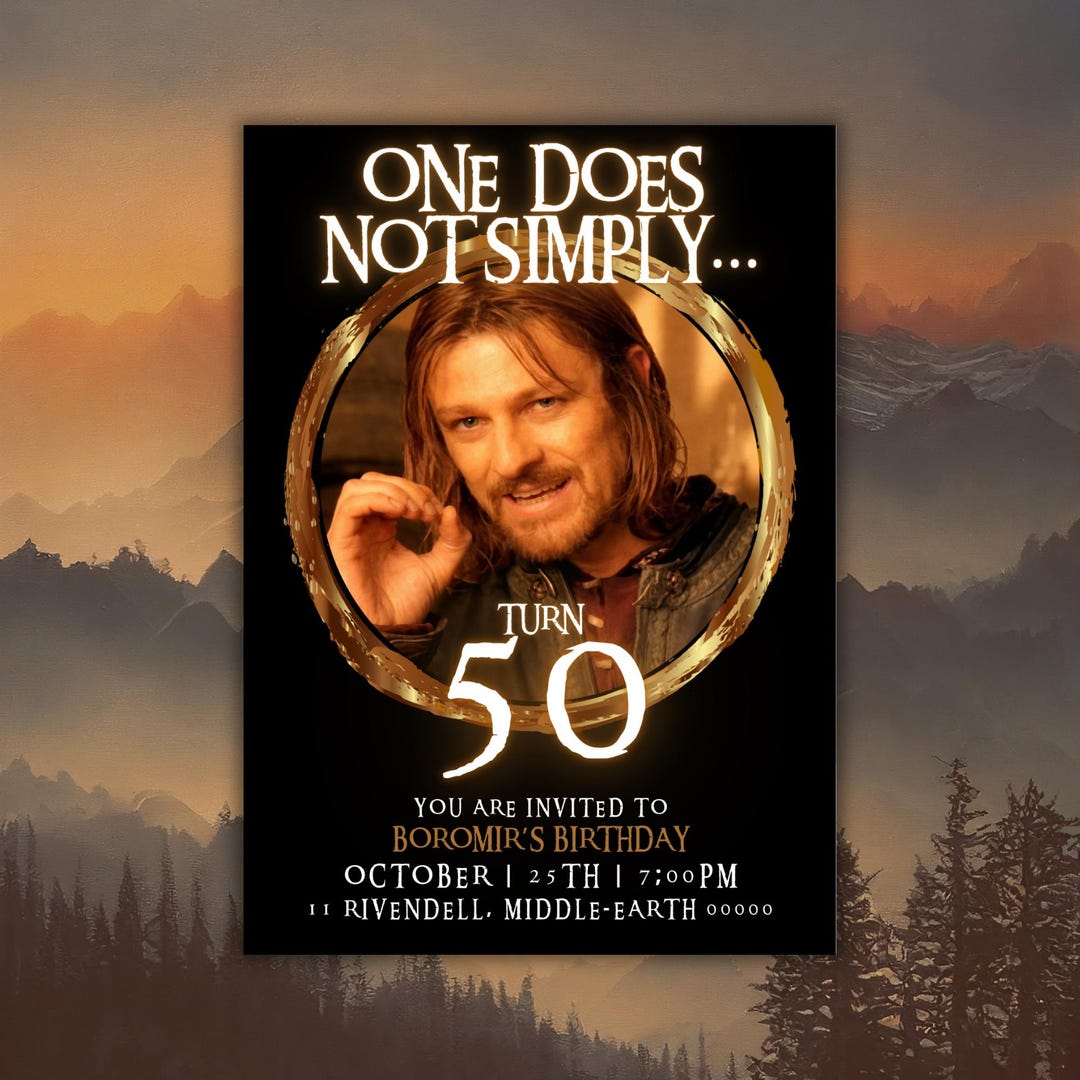 LOTR Birthday Invitation | Lord of the Rings Themed Party Invite ...