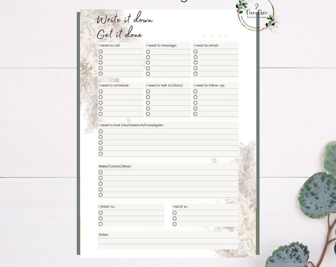 Printable Check List / Chore List / Write It Down / Home Organisation ...