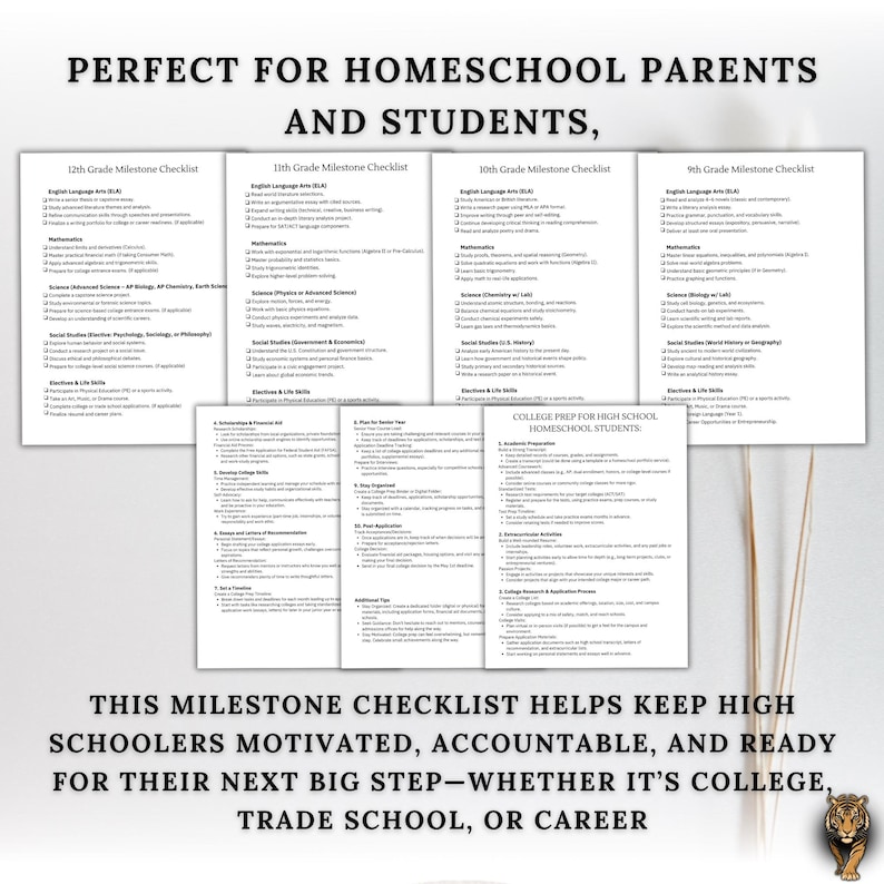 Homeschool High School Milestone Checklist: College Prep (PDF) - Etsy