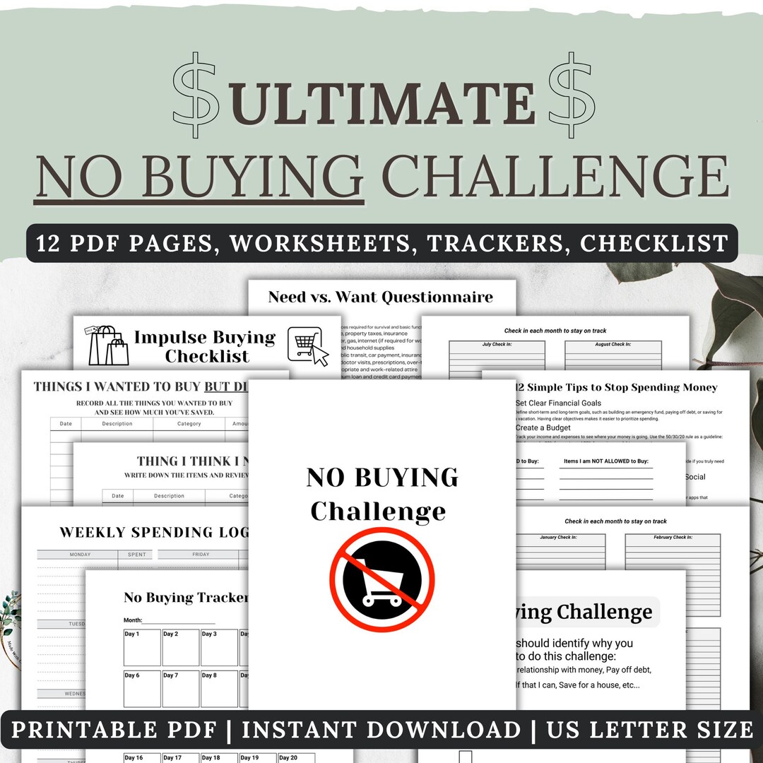 No-buy Challenge Printable Bundle: Savings Tracker (PDF Download) - Etsy