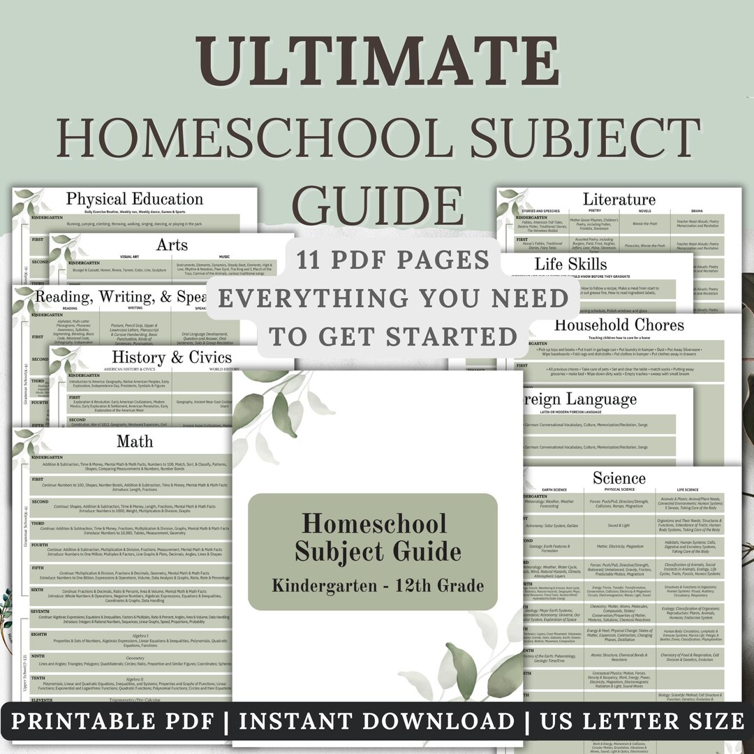 Ultimate Homeschool Subject Guide | Kindergarten-12th Grade | PDF ...