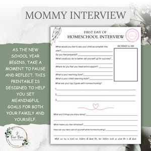 First Day of Homeschool INTERVIEW Mommy and Me | Printable | Digital ...
