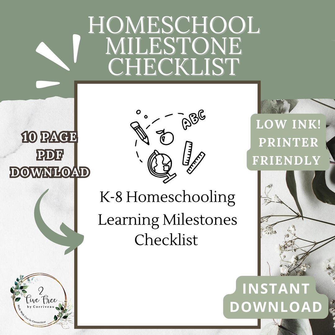 Homeschool Milestone Checklist: K-8 Learning Tracker (PDF) - Etsy