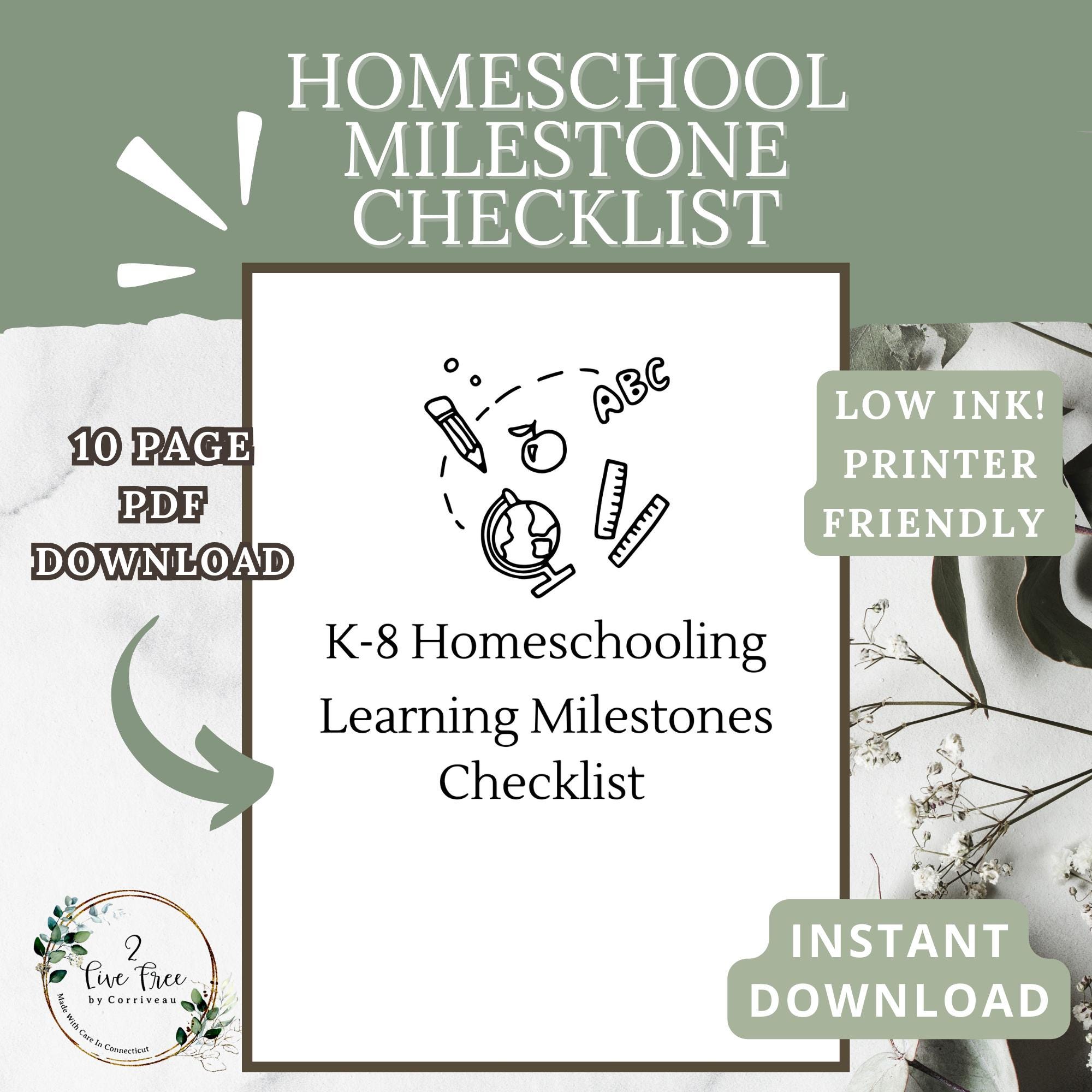 Homeschool Milestone Checklist: K-8 Learning Tracker (PDF) - Etsy