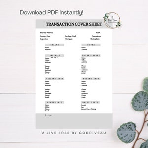 Transaction Cover Sheet - Etsy