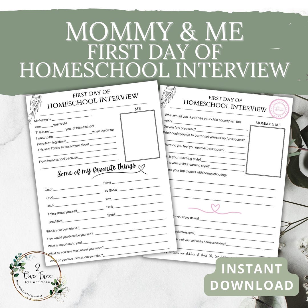 First Day of Homeschool INTERVIEW Mommy and Me | Printable | Digital ...