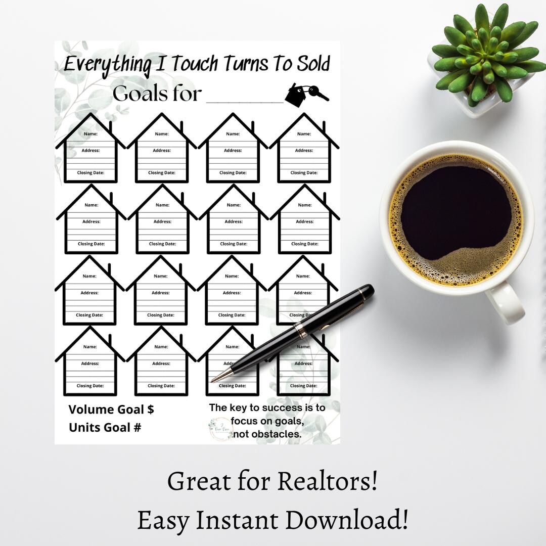 Real Estate Goal Tracker: Realtor Closing Anniversary Chart (digital ...