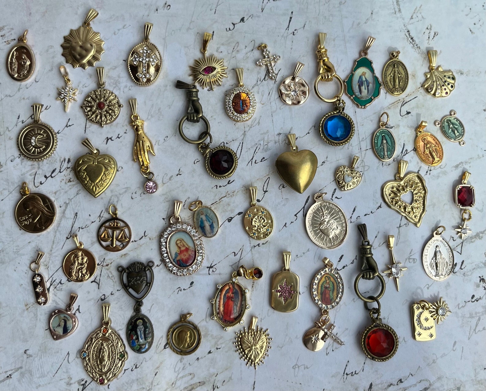 Lovely French Vintage Style Golden Stylish Charms Metals Crystals 22 Inch Adjustable Necklaces ...