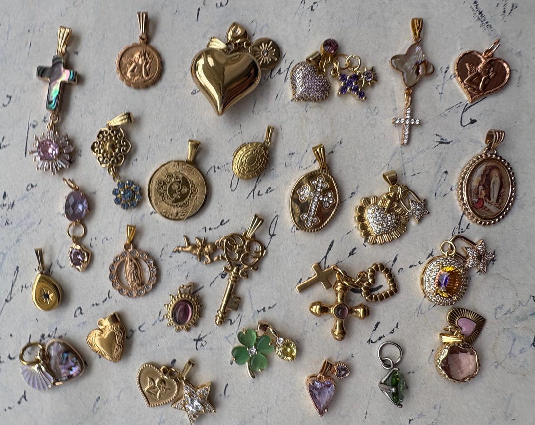Vintage 18k Style Golden Charms Goldfilled and Stainless Steel Metals ...