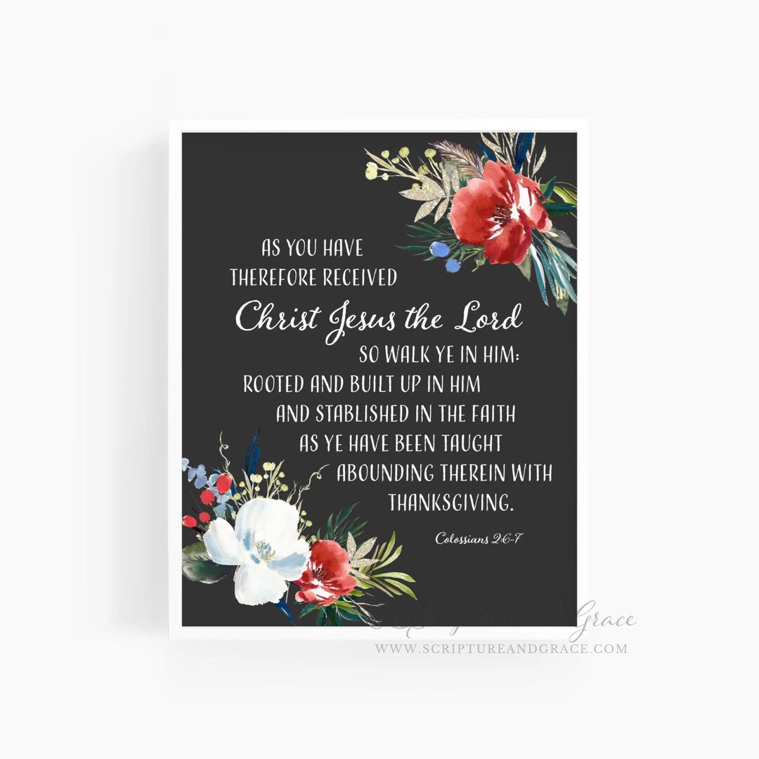 Colossians 2:6-7 | Printed Wall Art, 8x10 Inches| Winter Watercolor ...