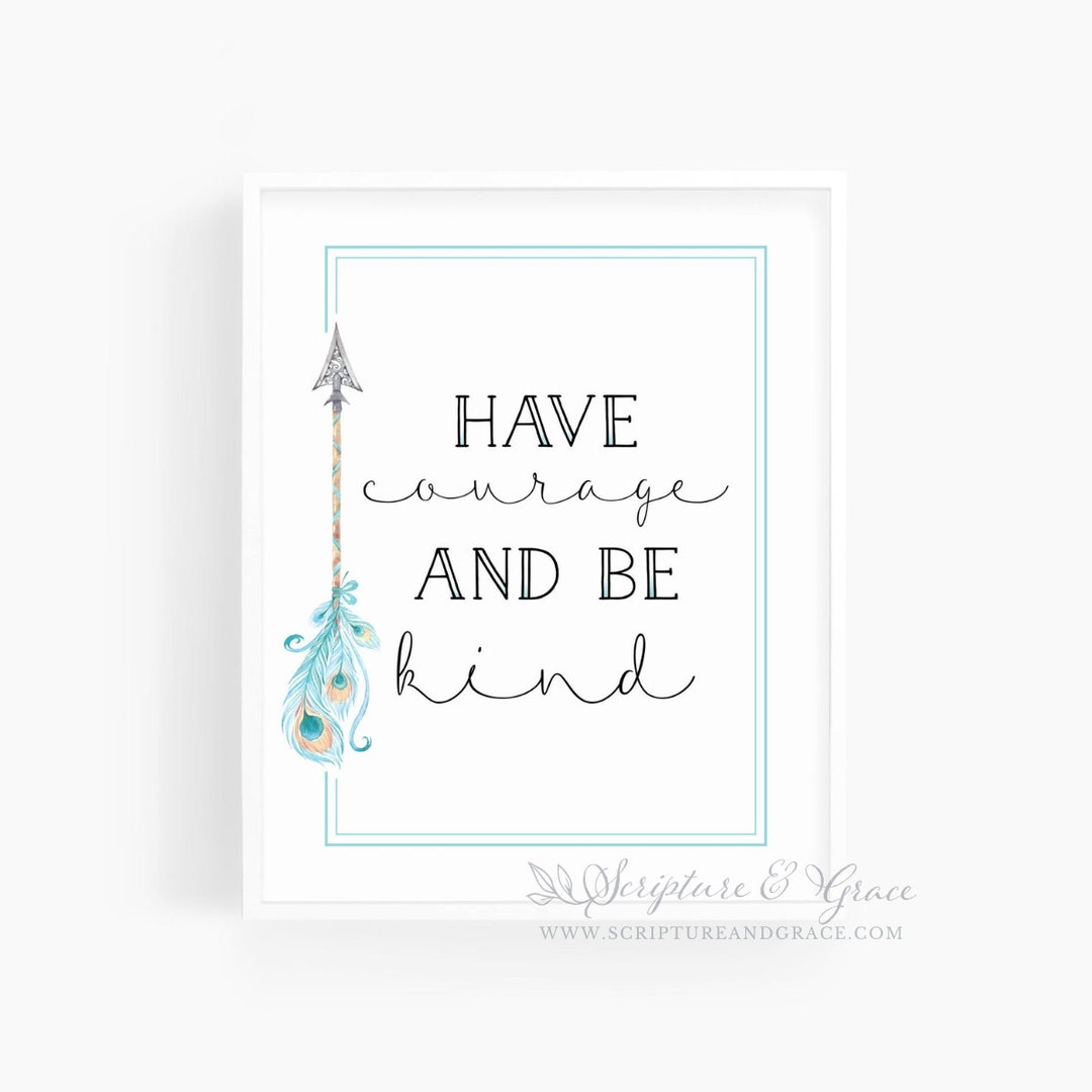 Have Courage | Blue Watercolor Arrow | Inspirational Quote | Wall Art ...