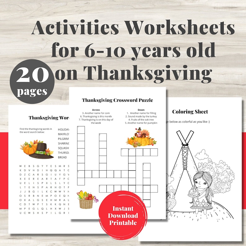 Thanksgiving Printables for Elementary School Children, Coloring Sheets ...
